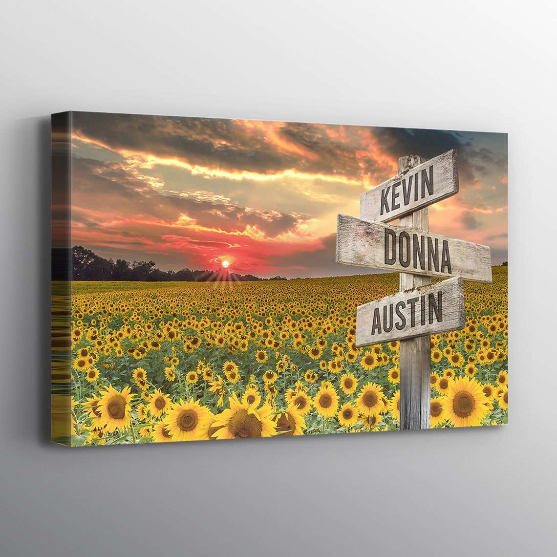 Custom Bright Sunrise Sunflower Multi-Names Personalized Print Wall Art ...