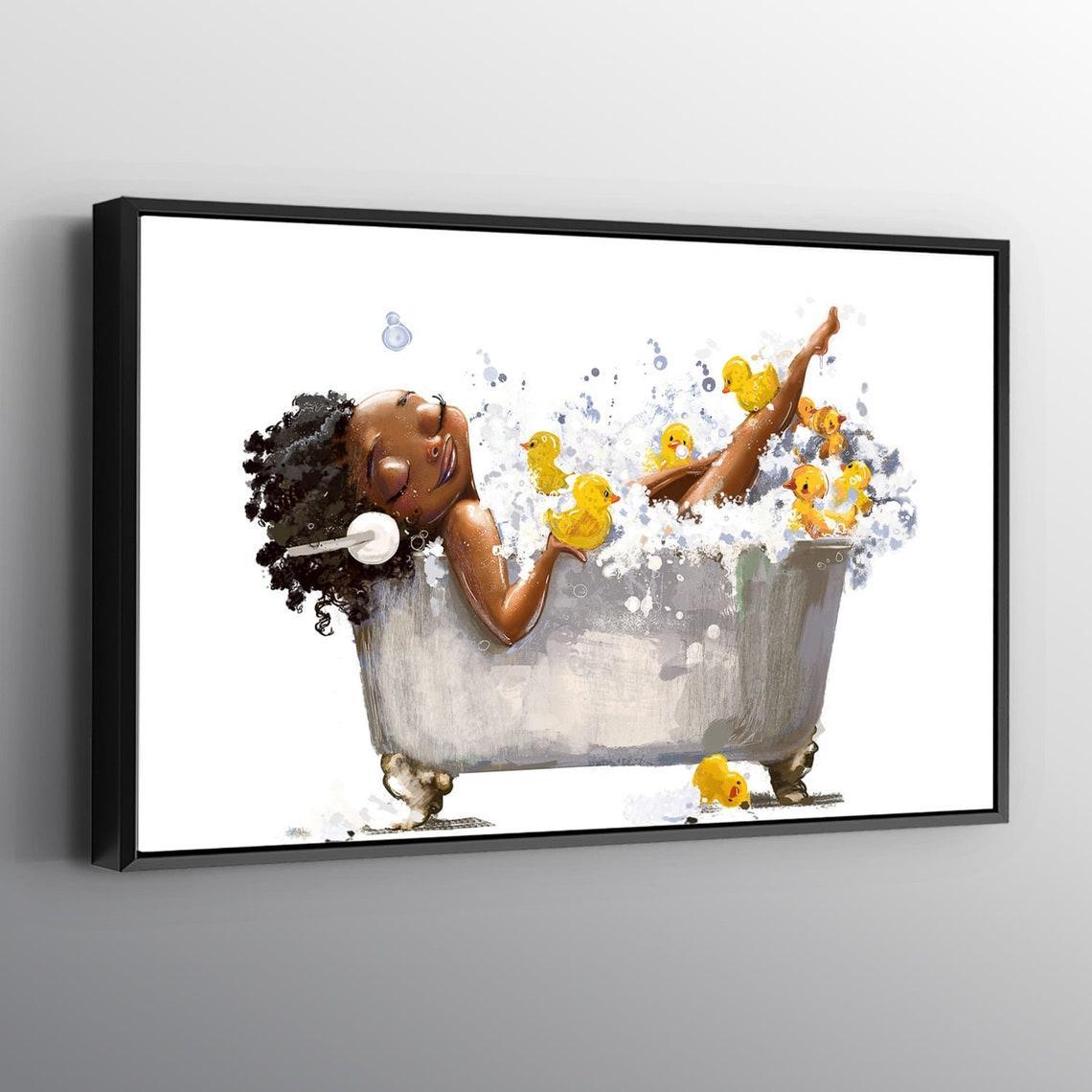 Woman Bathing In Bubbles Print Wall Art Canvas - Thissporty - Let The ...