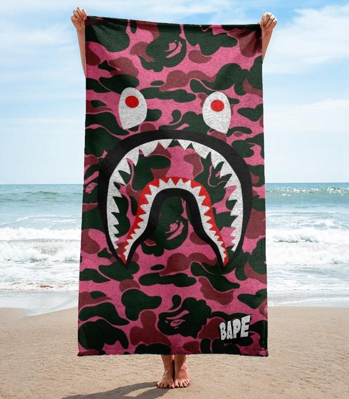 Bape Shark Beach Towel Luxury Brand Hot Trending Summer 2023 BT00562 ...