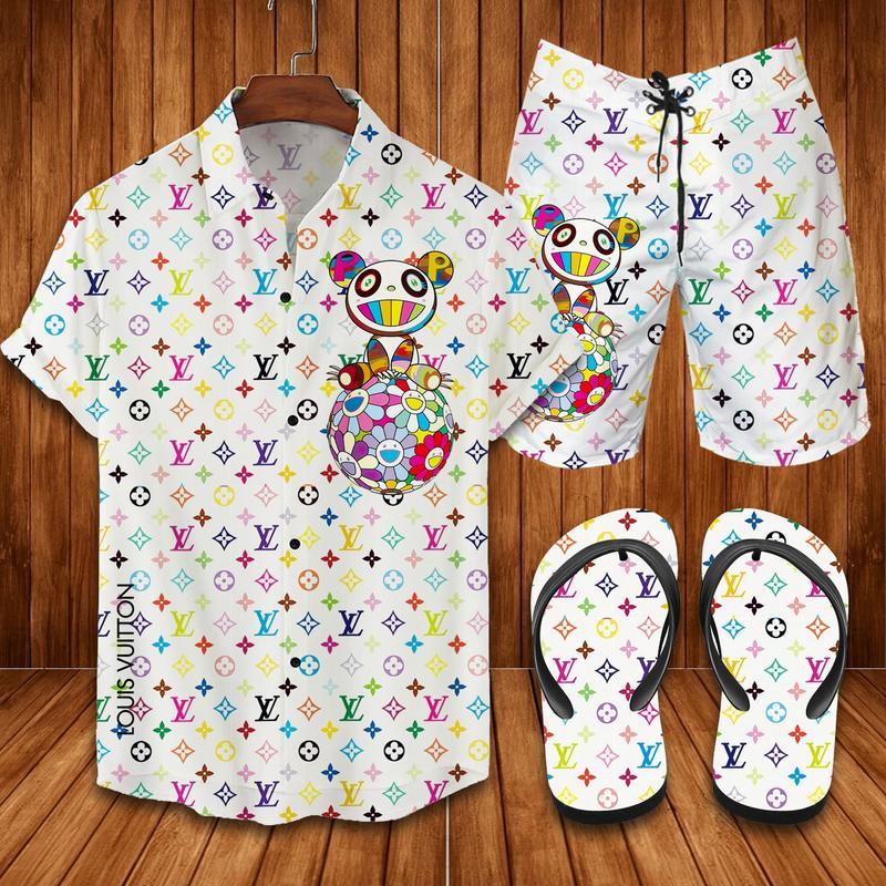 Louis Vuitton LV Flip Flops And Combo Hawaii Shirt Shorts Luxury Brand ...